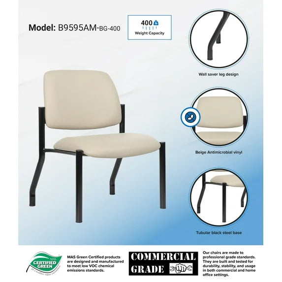 Boss Armless Guest Chair, 400 lb. Weight Capacity, Beige – Officeworks ...