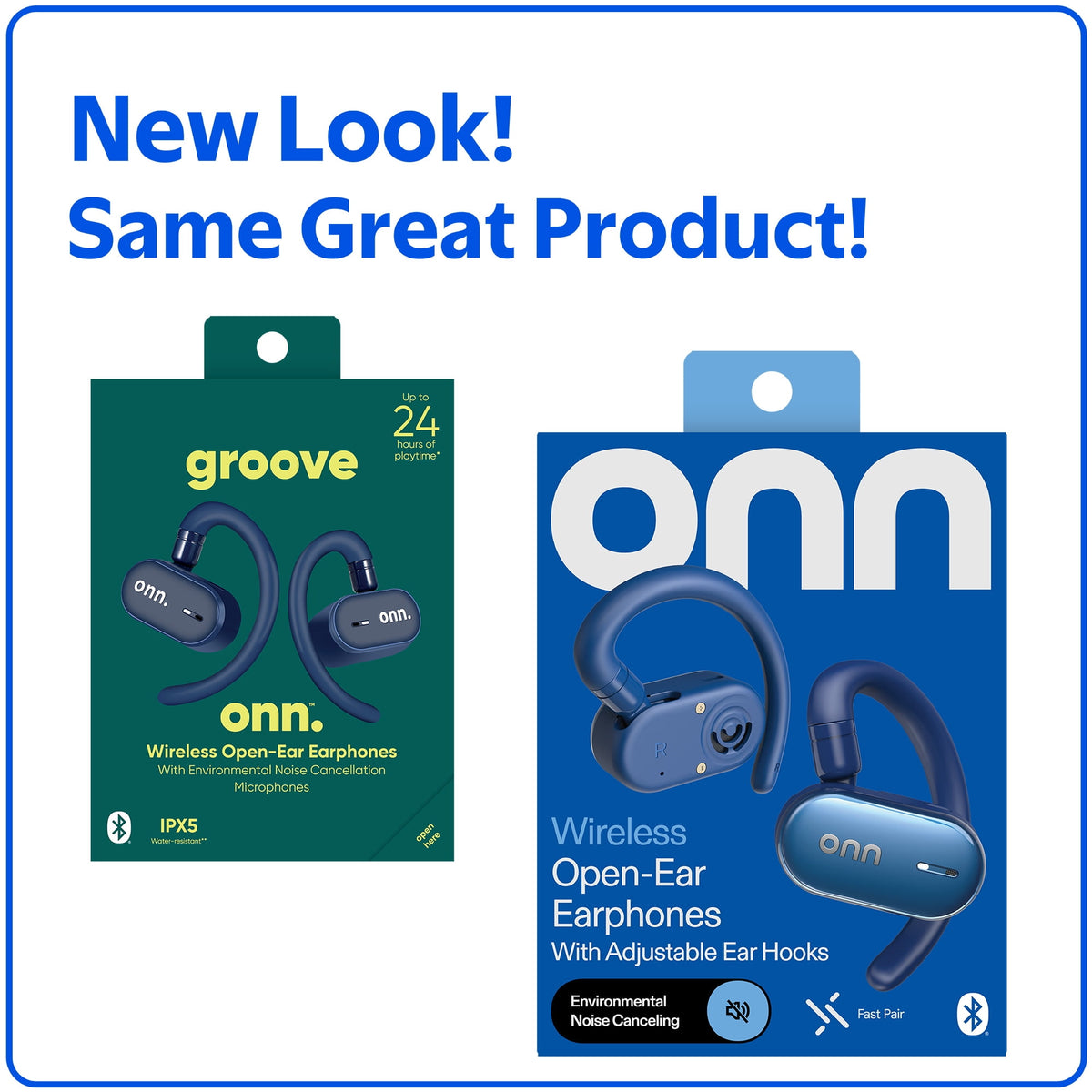 onn Wireless Open-Ear Earphones with Environmental Noise Canceling Mic ...